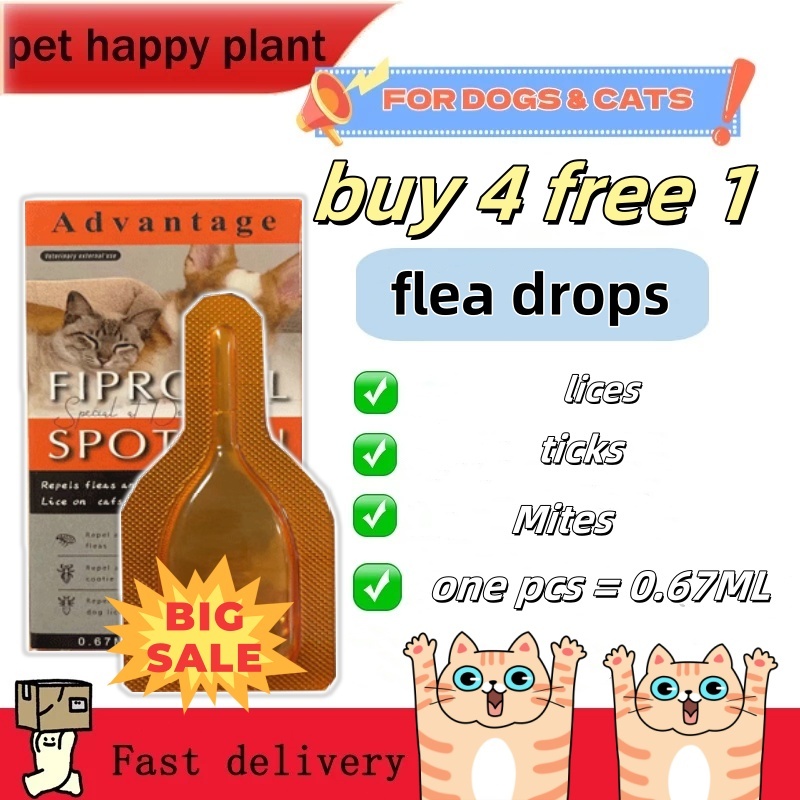 【Buy 4 free 1】Pet Anti Flea &Ticks Lice Mite Drop for Cat&Dog Fipronil ...