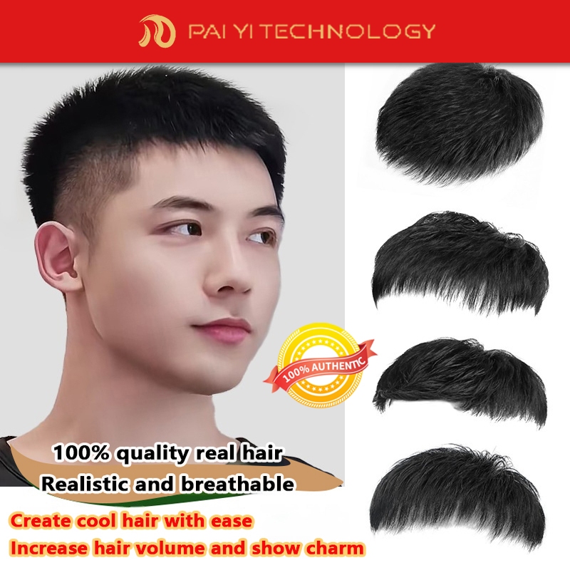 100% Real Hair Men's Wig Fashionable Handsome Men's Short Hair Wig ...