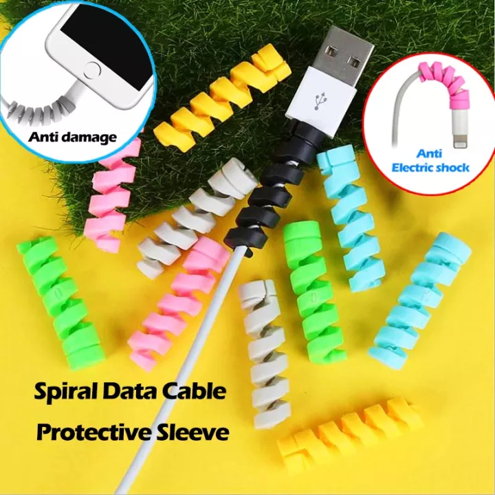 USB Spiral Data Charger Cable Protector USB Charger Cord Cable ...
