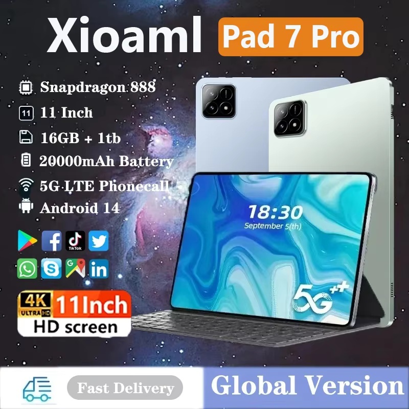 2025 Global Oricinal Pad 7sPro Tablet Android Snapdragon 888 0cta Core Android 14 22GB 2TB 11 ...