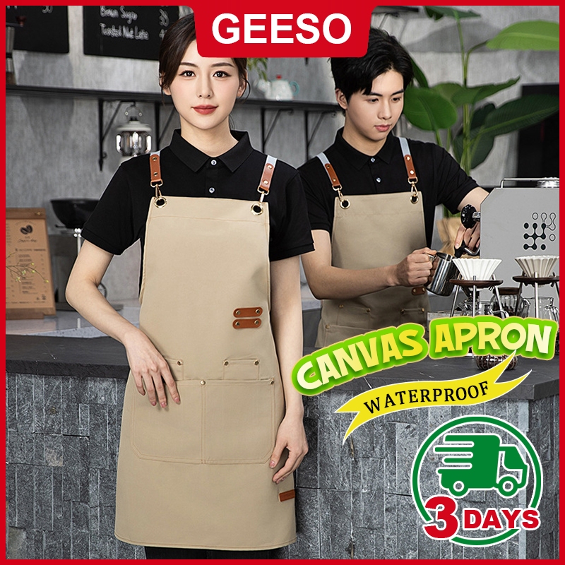 GEESO Canvas Apron Waterproof Thick For Kitchen Barista Kalis Air Apron ...