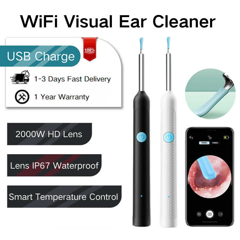 WiFi Visual Ear Cleaner Otoscope Camera Smart Mini Ear Wax Removal Tool ...