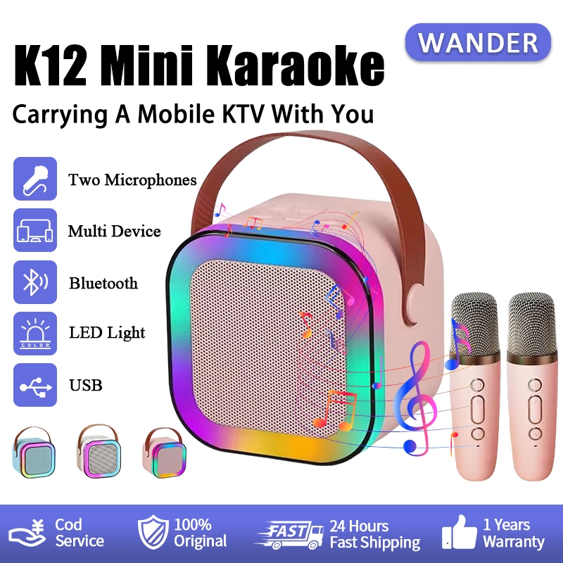 K12 Mini Karaoke Speaker Set Wireless Audio Speaker Bluetooth With 2 ...