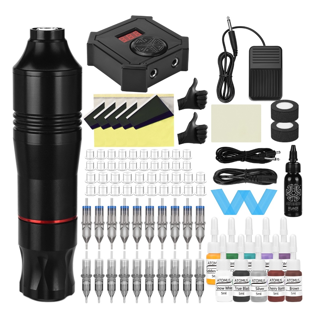 ATOMUS Tattoo Gun for Beginners Cartridge Tattoo Machine Kit with ...