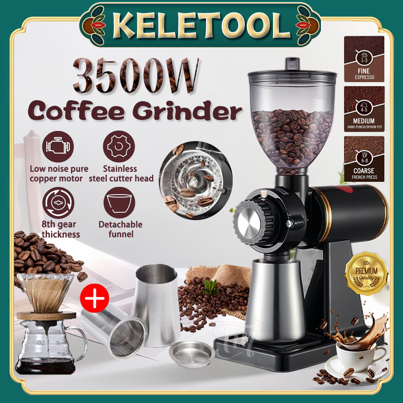 3500W Electric Coffee Bean Grinder Machine 8-Gear Thickness Adjustable ...