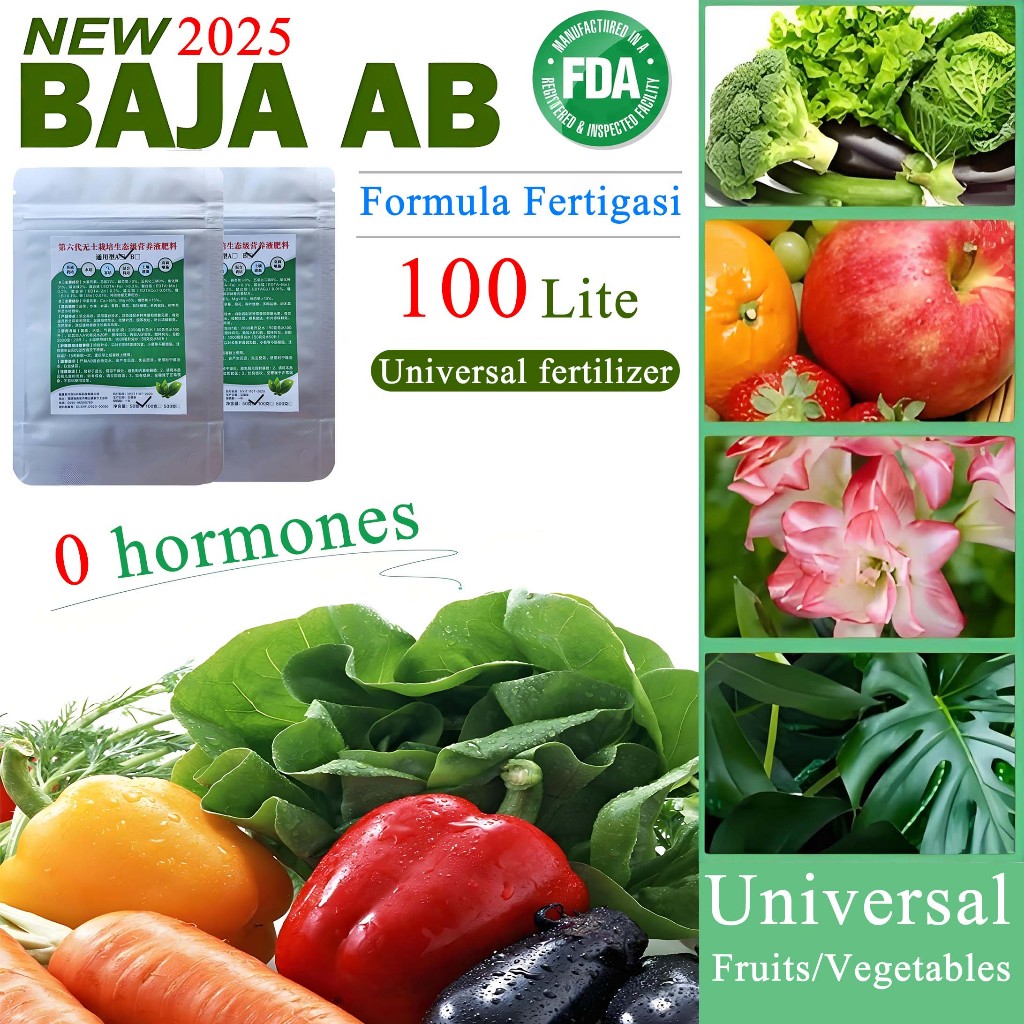 【Super Concentrated】Baja AB 100g Formula Fertigasi 100L Hidroponik ...