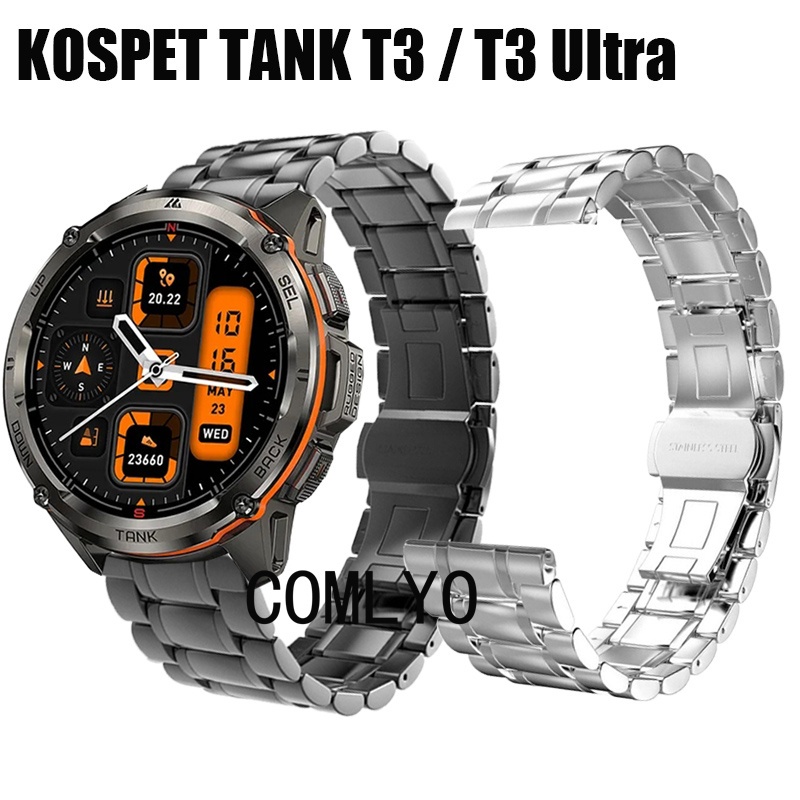 For KOSPET TANK T3 Ultra / T3 Smart Watch Strap Stainless Steel Metal ...