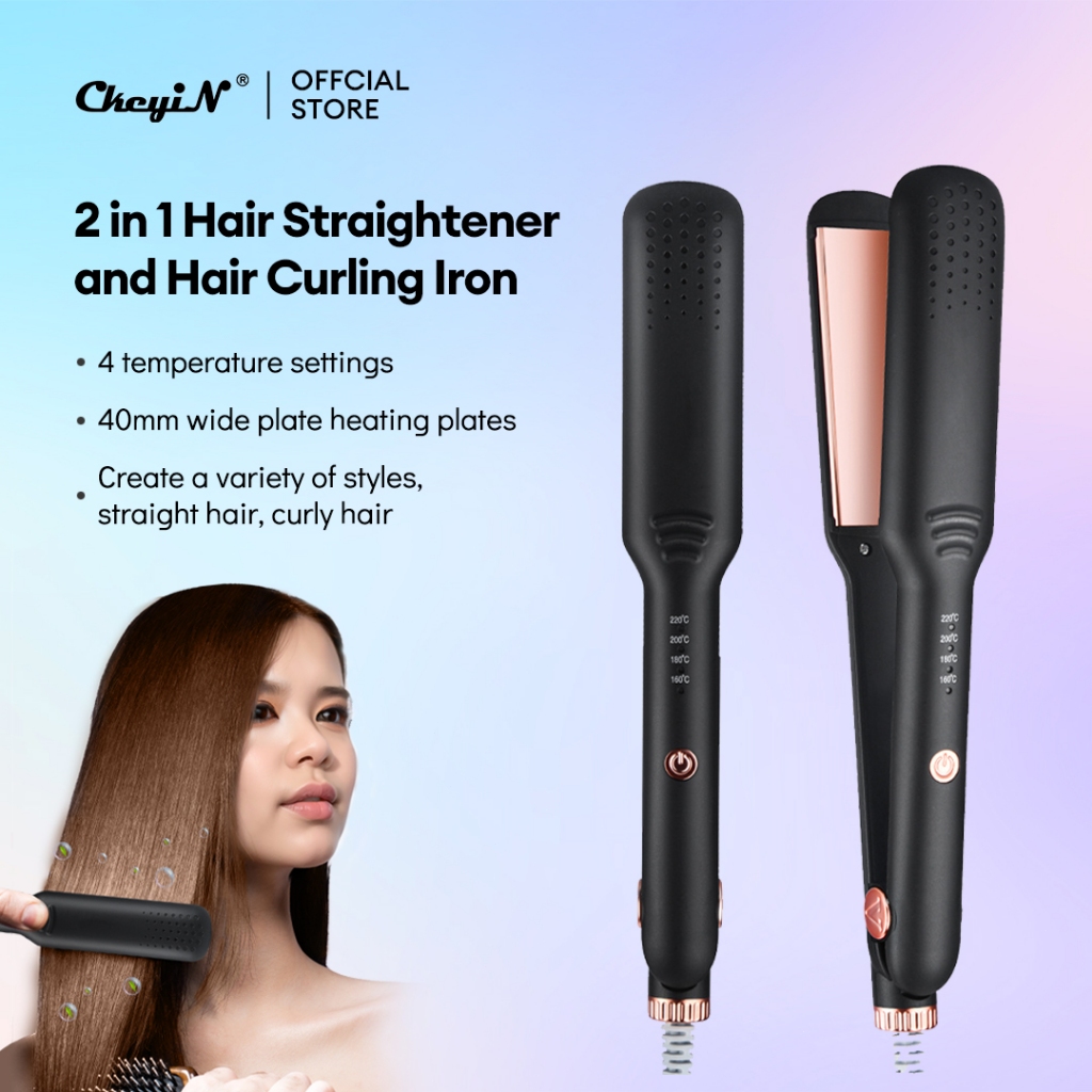 CkeyiN Flat Iron Hair Straightener Professional 40mm Wide Plate Hair Straightening Iron HF018 ...