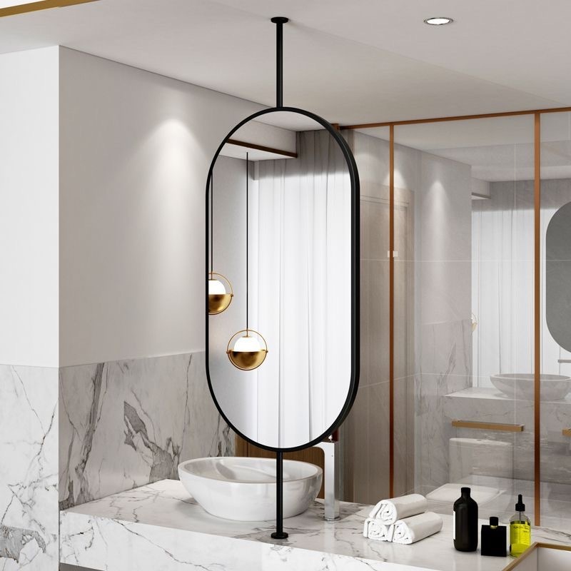 Toilet Mirror Hotel Hanging Rod Mirror Bathroom Led Makeup Mirror ...