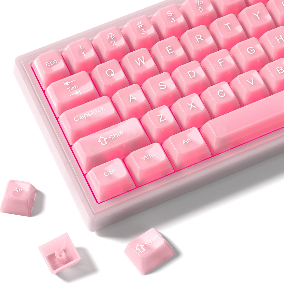 Womier Frosted Pink Translucent Keycaps MDA Profile 115 Keys Key Caps ...