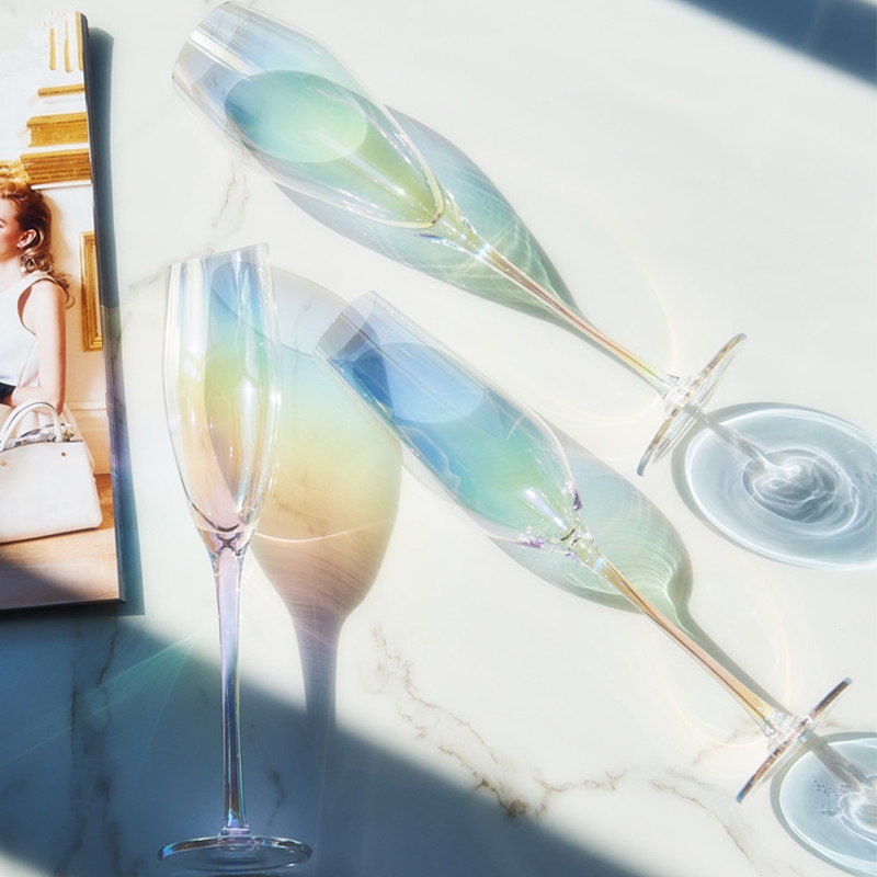 (Can Engrave Logo) Rainbow colorful high-end glass wine glass ...