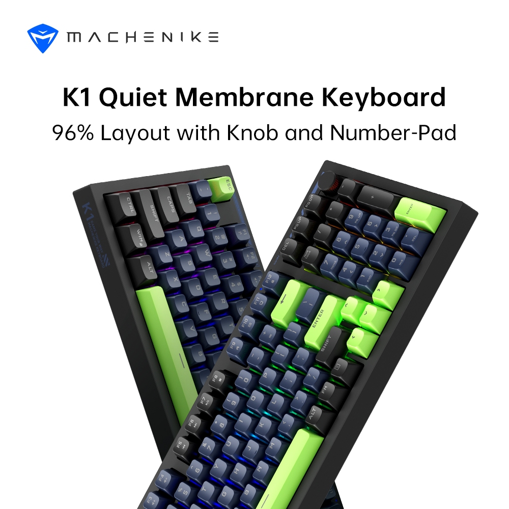Machenike K1 Wired Gaming Keyboard 98 Keys Layout RGB Backlit Silent Keyboard with Knob and ...