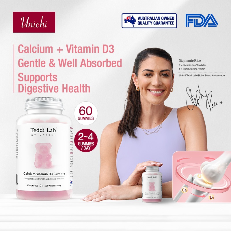 【Official】Unichi Calcium Vitamin D3 Teddi Lab Gummy (60 Gummies ...