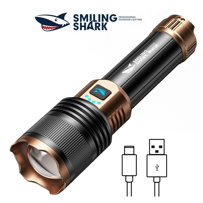 Smiling Shark Rechargeable Torch Light M80 10000LM Powerful Flashlight ...