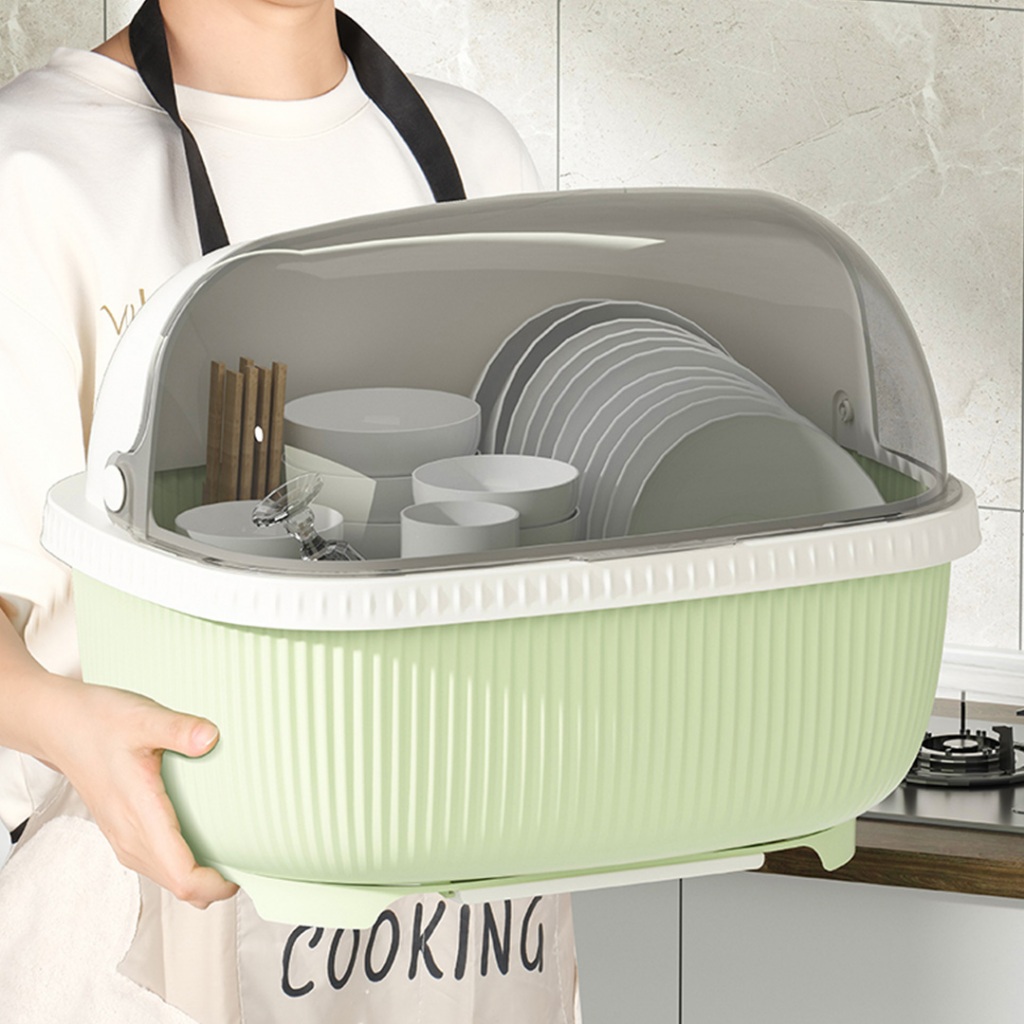 【Essential】Dish Drainer Rack With Cover & Drainer Dustproof rak pinggan ...