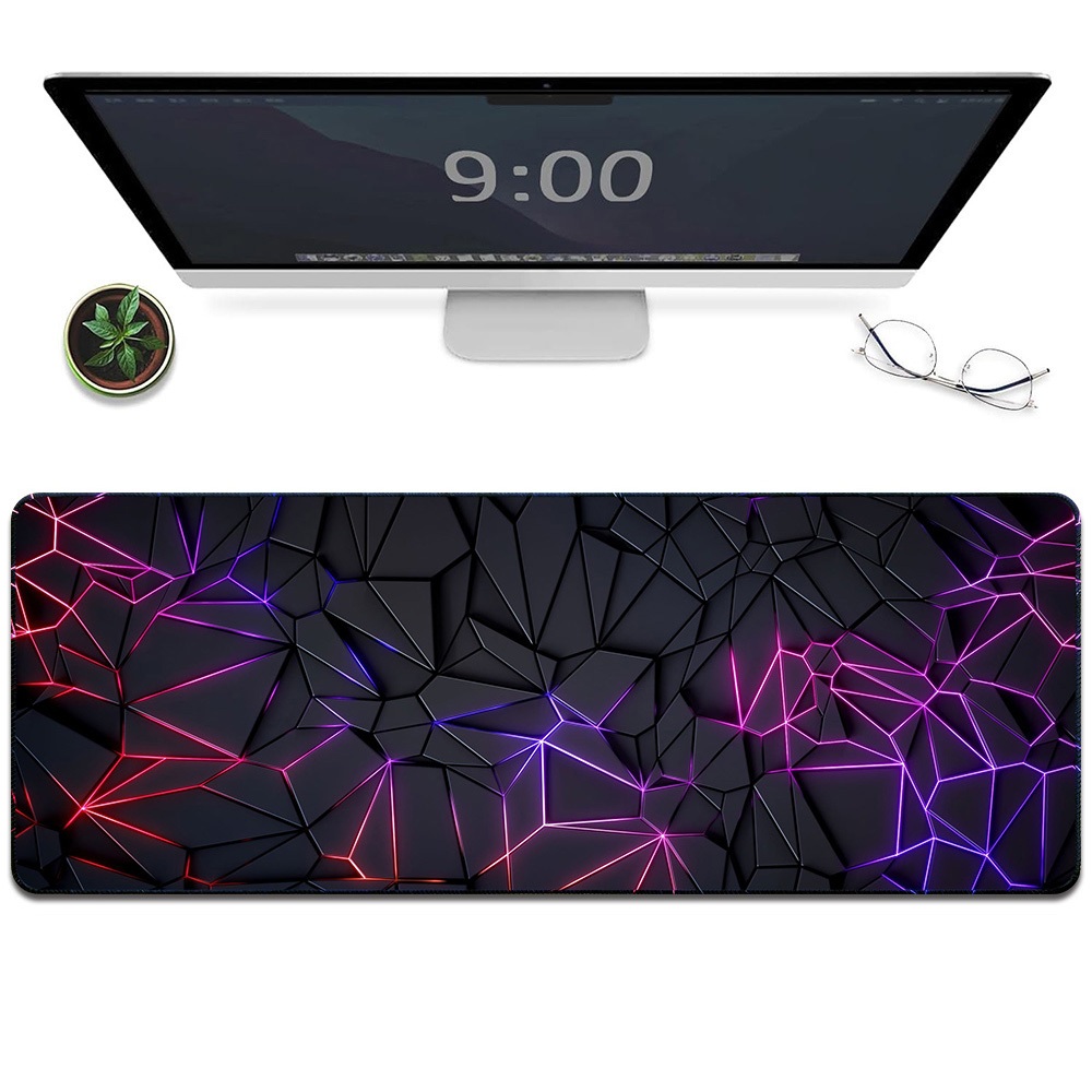 Large Purple Ray Line Mouse Pad Extended Desk Mat with Stitched Edge ...