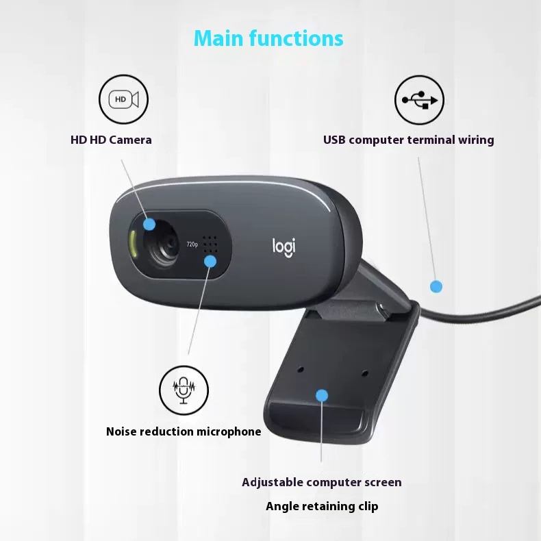 Logitech C270/C270i/C505e HD Webcam Laptop Computer Online Class Video ...