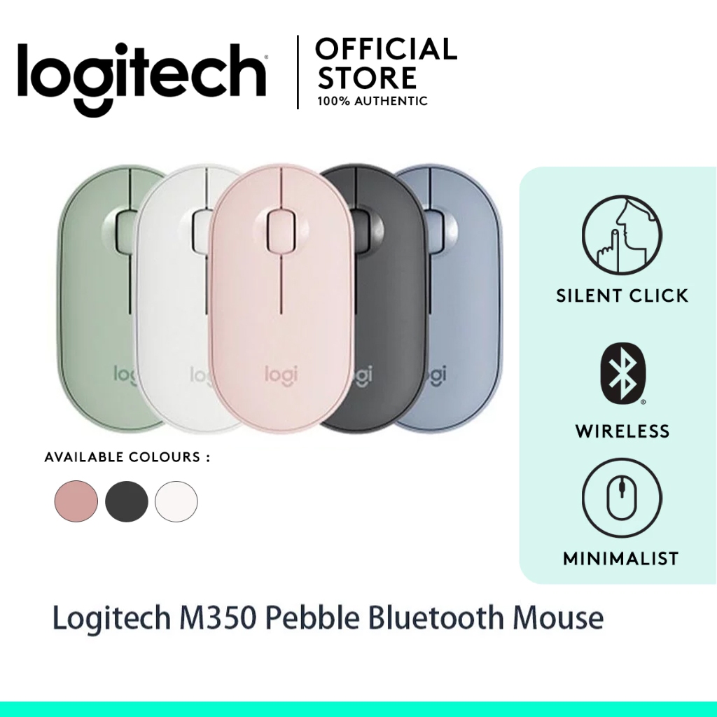 Logitech Pebble M350 Wireless Mouse with Bluetooth or USB - Silent, Slim Computer Mouse with ...