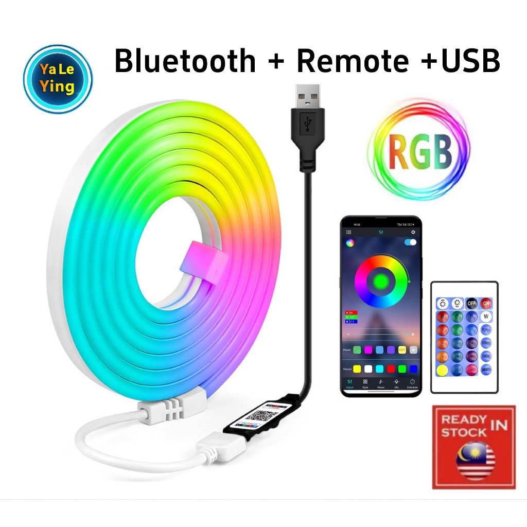 USB 5M RGB Neon Light Strip Smart Bluetooth Music Synchronous Strip ...