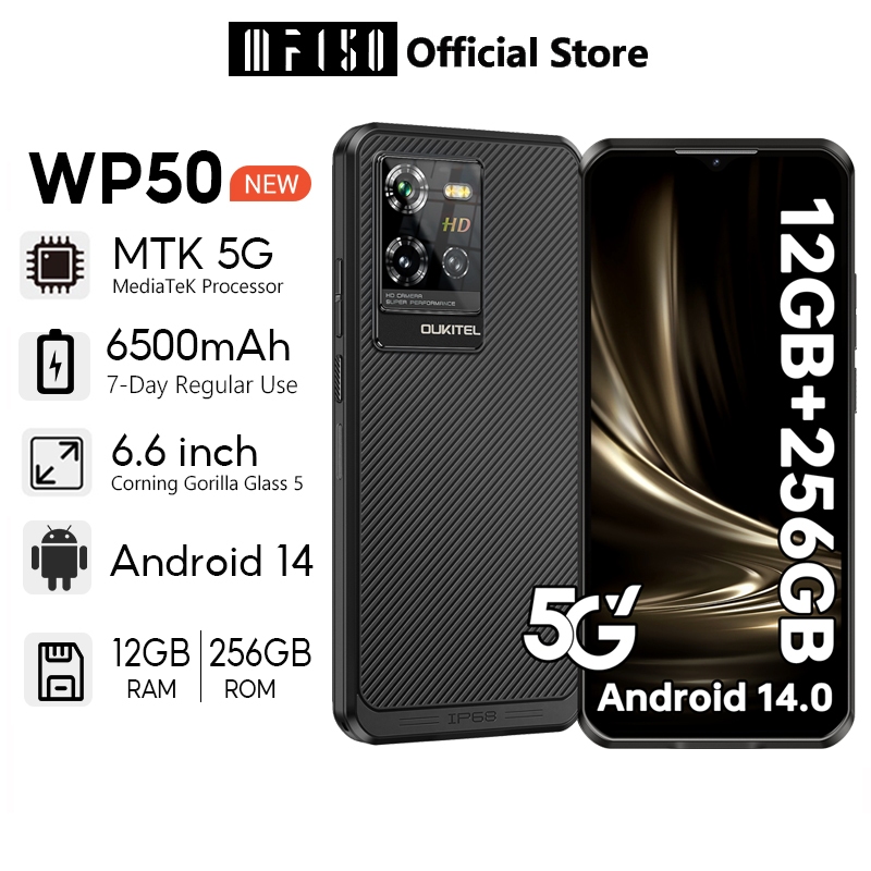 OUKITEL WP50 5G Android 14 12GB+256GB Mobiles 6.60" HD+ 6500mAh 48MP ...