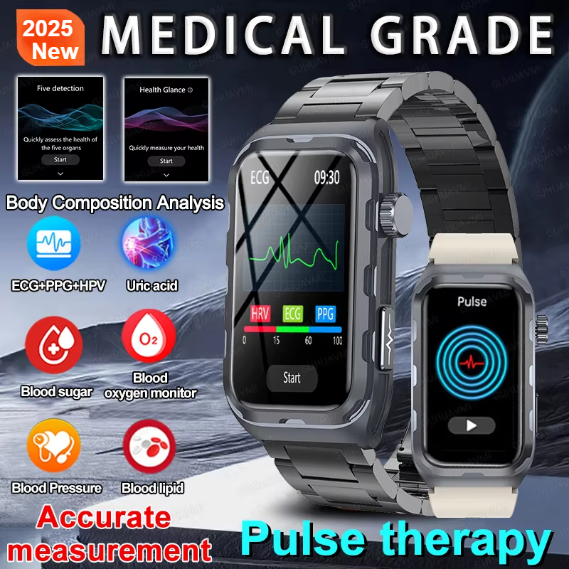 2025 New ECG+PPG Pulse therapy Smart Watch Men Blood glucose Uric acid ...