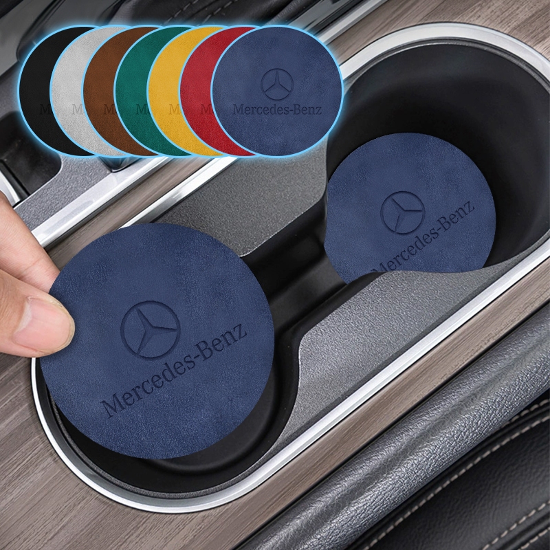 2pcs Car Coaster Cup Holder Mat In-car Suede Car Logo Water Cup Pad for ...