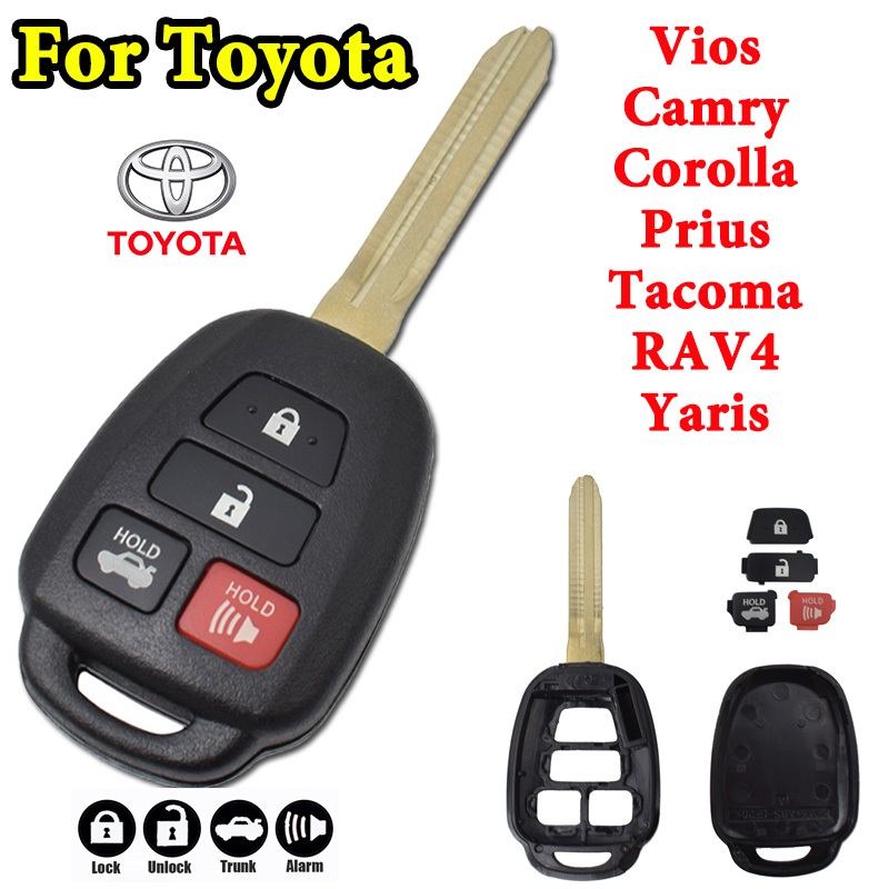 4 Button Remote Car Key Case Cover Flip For Toyota Vios Camry Corolla ...