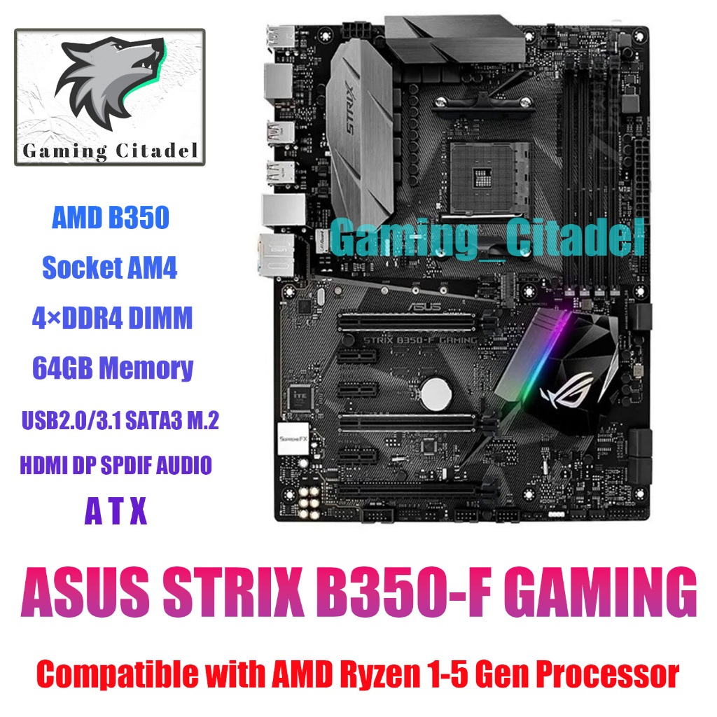 Used ROG Strix B350-F ATX Motherboard DDR4 Supports R3 R5 R7 AMD ...