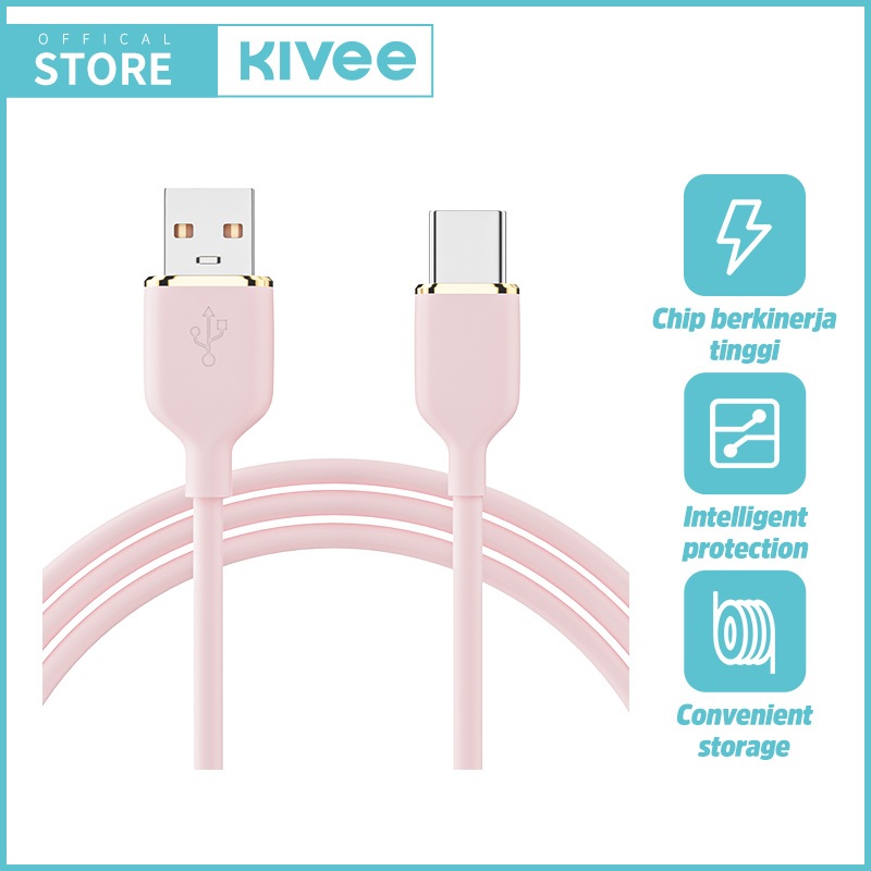 KIVEE 3A Fast Charge USB to C/L Port Universal Silicone Charging Data ...