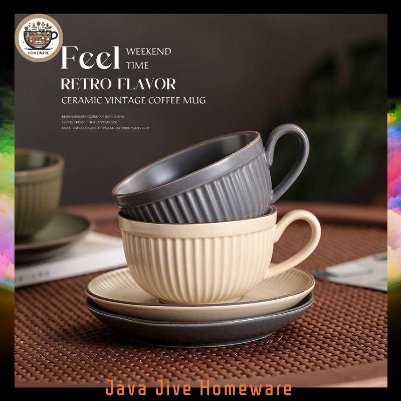 #1030 Set Cawan Kopi, Set Cawan dan Piring Labu Segar, Cawan Teh Petang ...