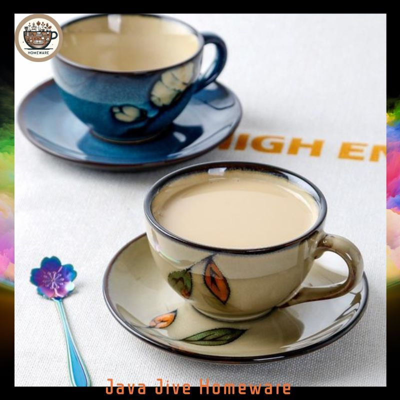 #2003 Set Cawan Kopi Seramik, Set Gabungan Teh Petang, Cawan Kopi Bunga ...
