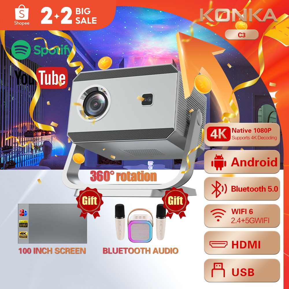 KONKA 4K Projector Smart Home Theater Auto Focus C3 Starry Sky ...