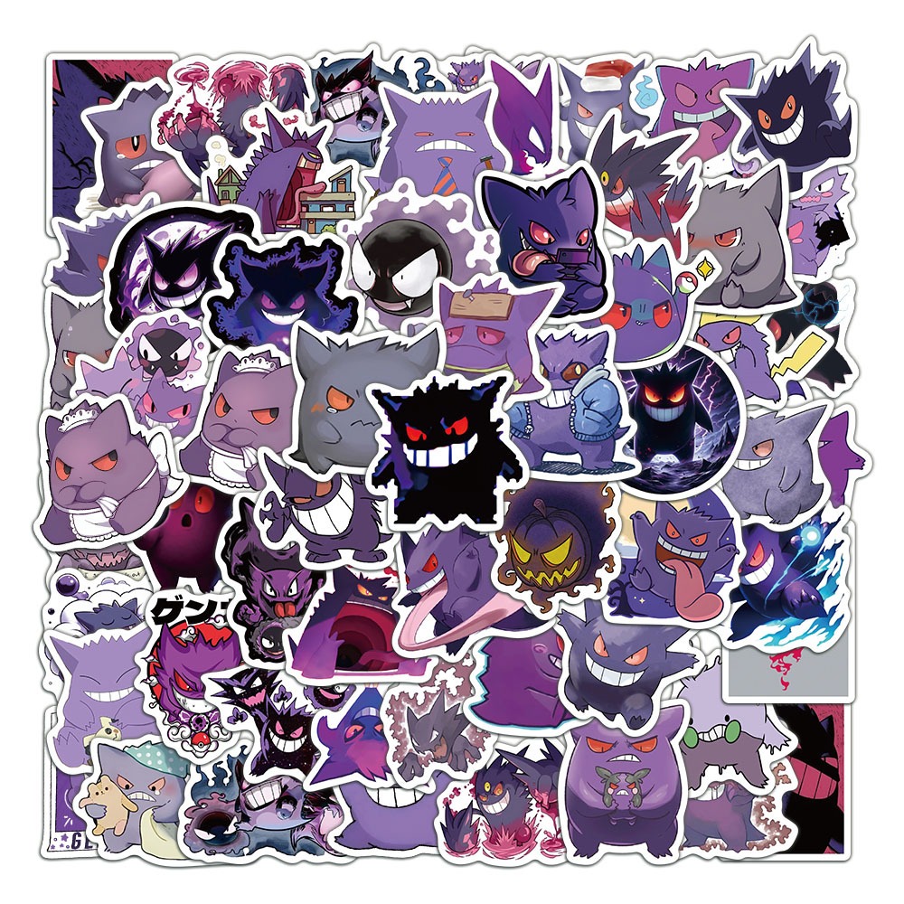 55 pcs Gengar Pokemon Cute Cartoon Waterproof PVC Stickers | Shopee ...