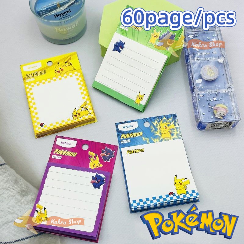 60page Pikachu Gengar Sticky Notes Pokemon Cartoon Notebook Stickers ...