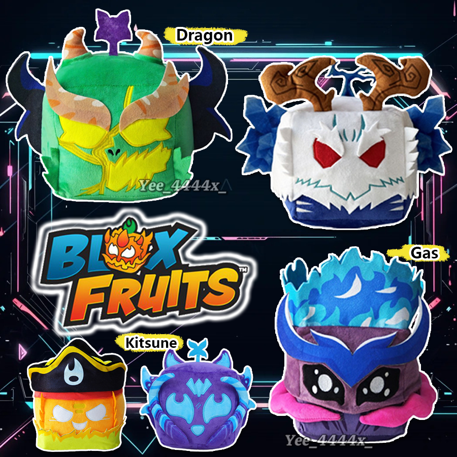 Blox Fruits Plush Doll Dragon Fruit, Kitsune Fruit, Flame Fruit, Gas ...