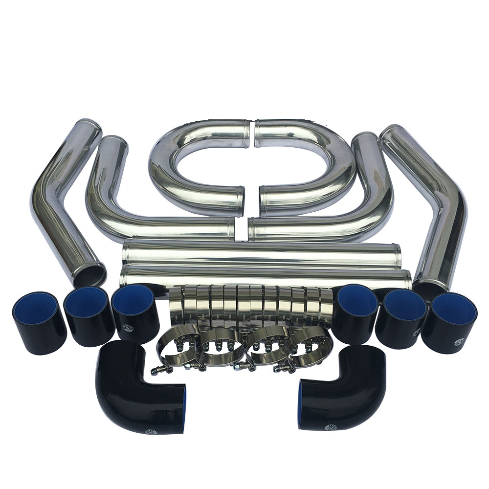 UNIVERSAL 2MM THICKNESS ALUMINUM INTERCOOLER TURBO PIPE PIPING KIT ...