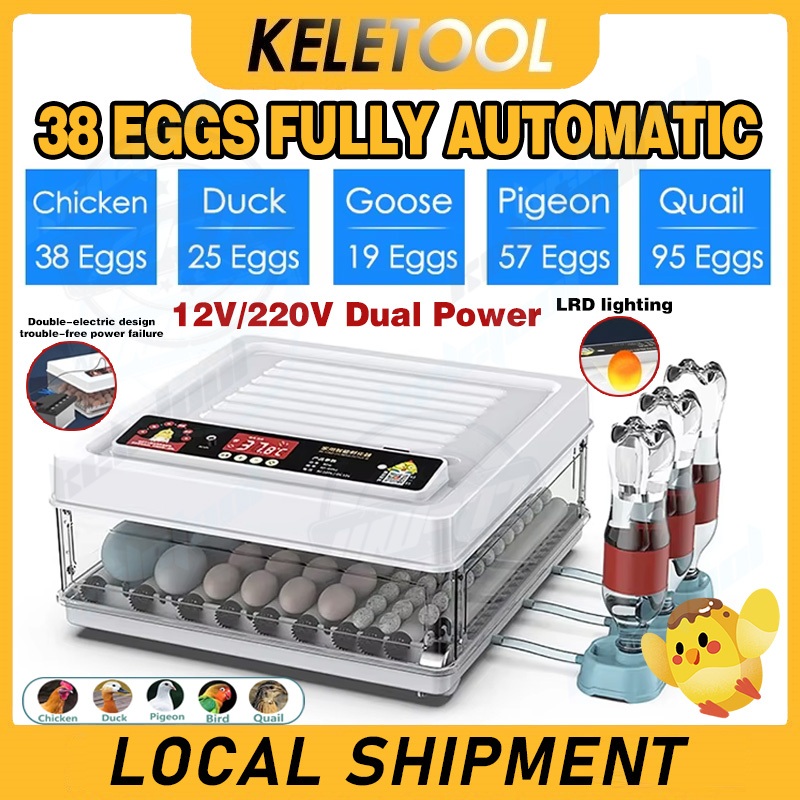 24 Egg Incubators Chick Hatching Egg Machine LED Light Adjustable ...