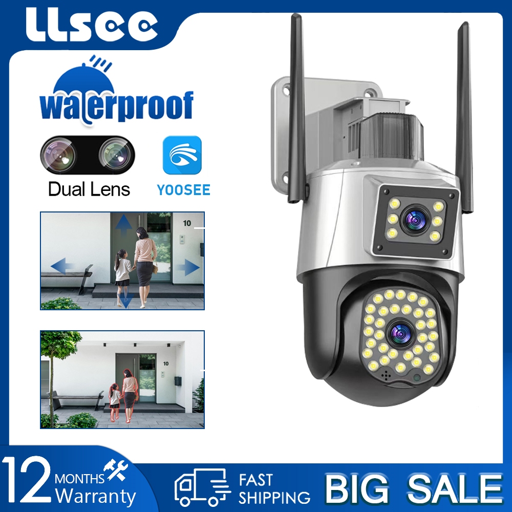 LLSEE YOOSEE 4K dual lens 8MP WIFI wireless CCTV outdoor waterproof 360 PTZ security camera ...