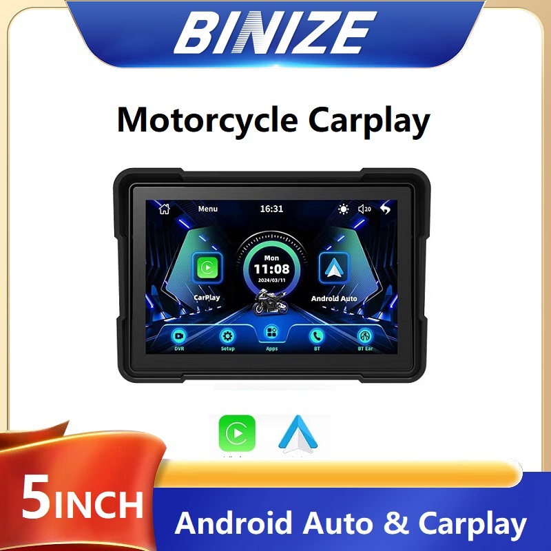 Binize 5 Inch Motorcycle Carplay Display Screen Portable Motorcycle ...