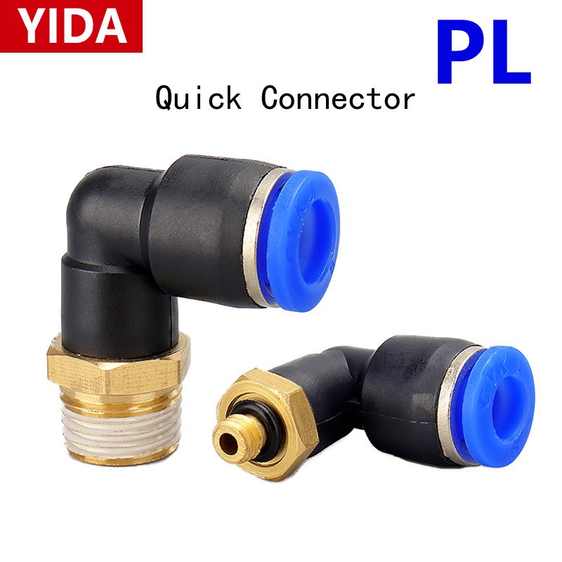 Pneumatic quick connector PL threaded elbow fittings copper tube 90 ...