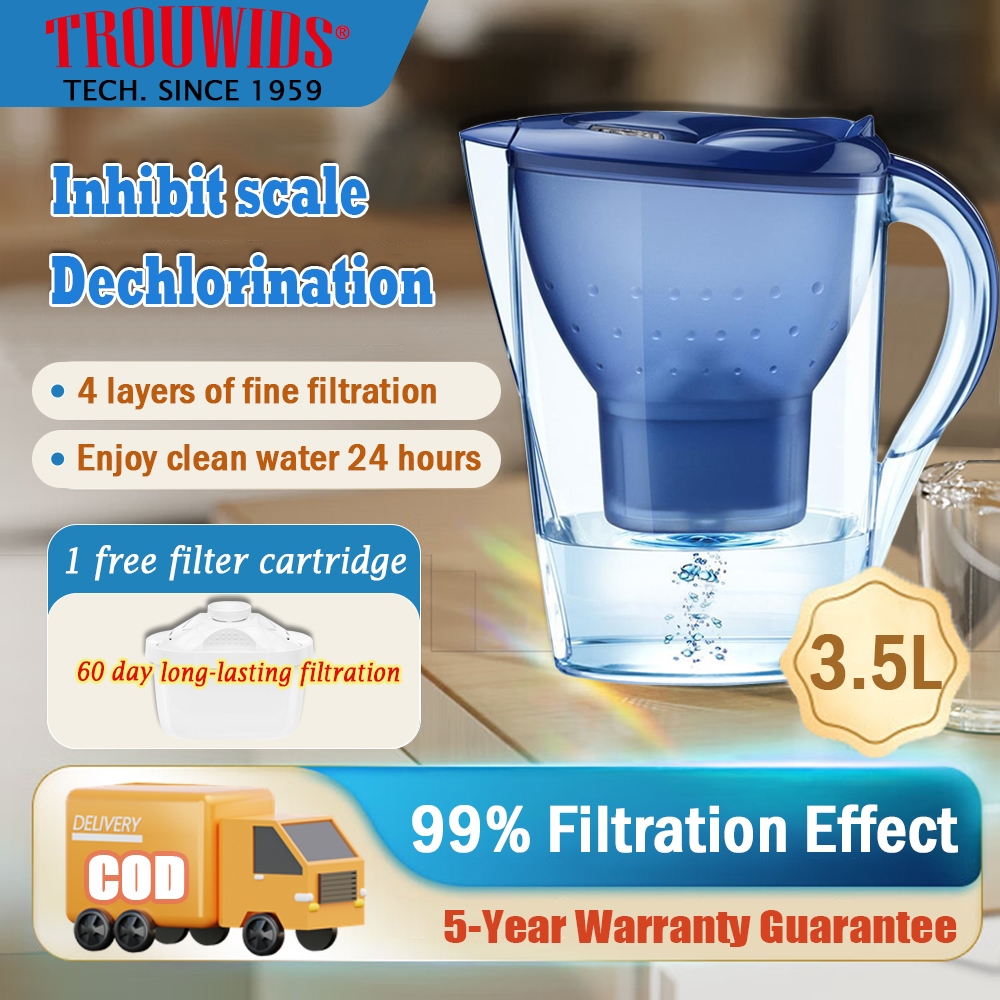 TROUWIDS Kitchen Water Filter Jug 3.6L Digital Water Purifier With ...