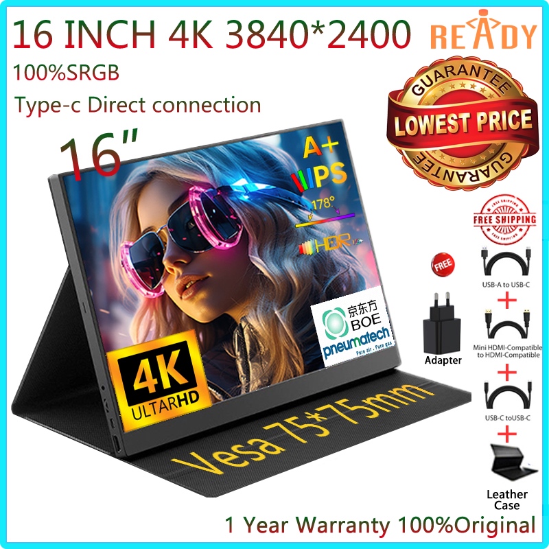 [Ready stock]Portable monitor 16" 4K Phone Nintendo Switch/PS4/Xbox ...