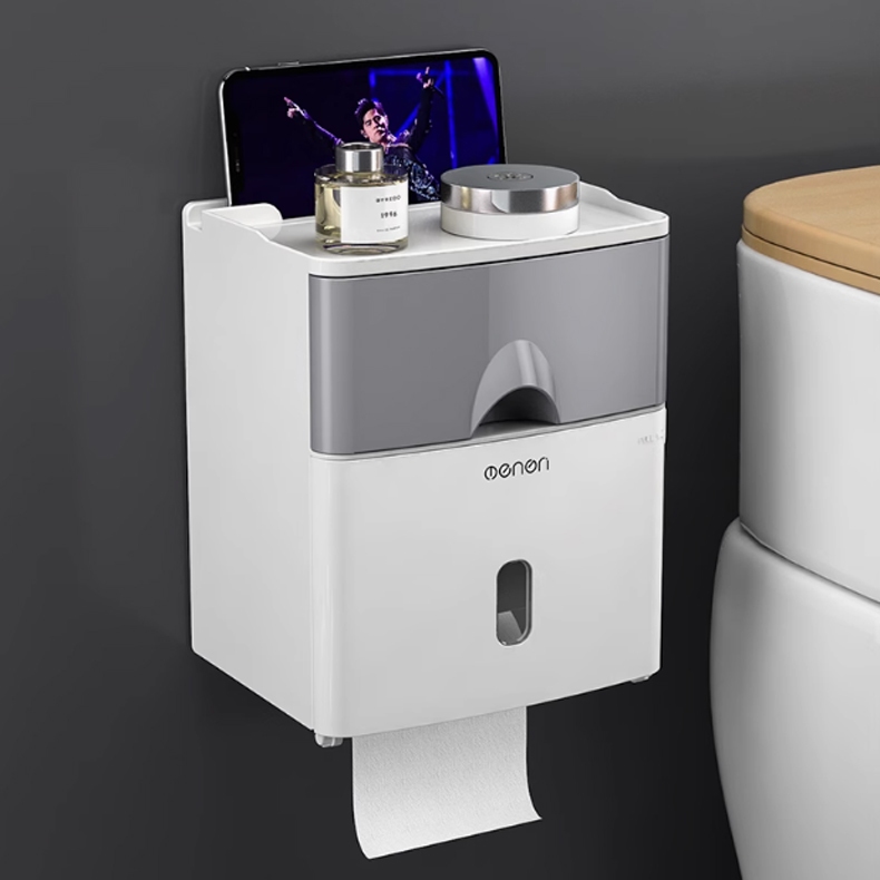 Creative waterproof tissue holder without punching, toilet paper box ...
