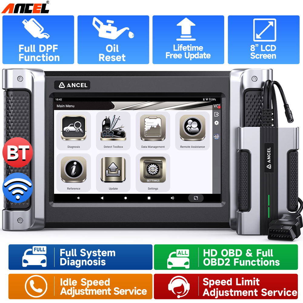 ANCEL HD8000 Diesel Heavy Duty Truck Diagnostic Tools Oil Reset All ...