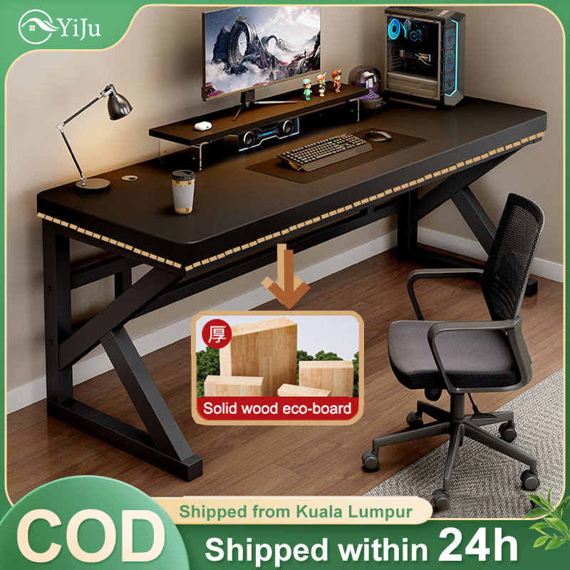 YIJU Solid Wood Gaming Table Computer Table Meja Office Bedroom Kayu ...