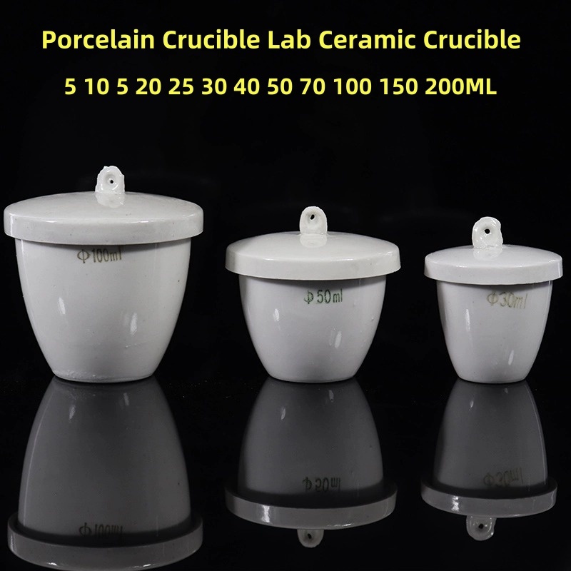 All size available 5ml to 300ml Porcelain Crucible Lab Ceramic Crucible with lid for school ...