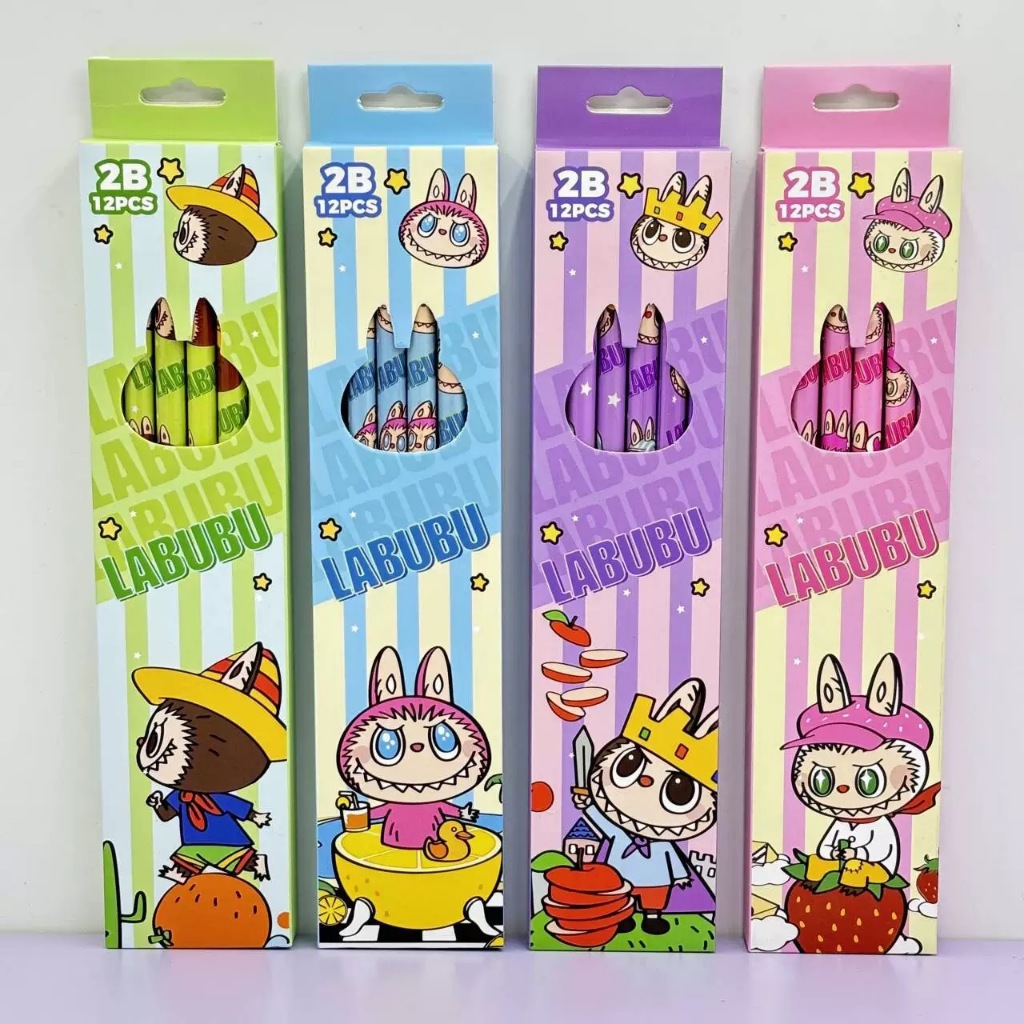 12Pcs/Set Labubu Pencil HB Pencil Cute cartoon Labubu Pencil With ...