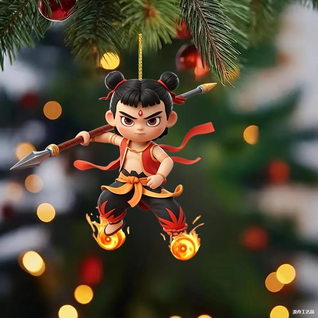 2D Cartoon Nezha Acrylic Keychain Car Rearview Mirror Bag Pendant ...