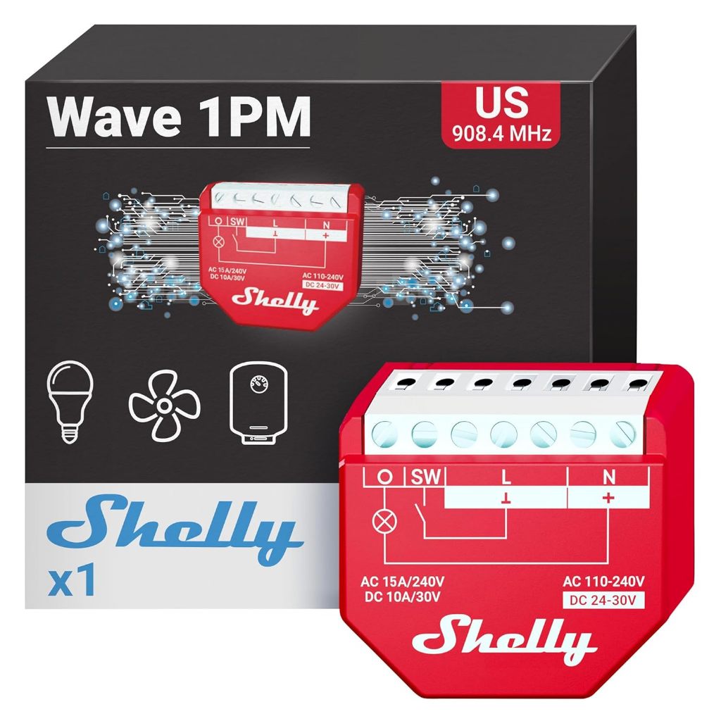 Shelly Wave 1PM / Z-wave Smart Switch Relay, 1 Channel 16 A with ...