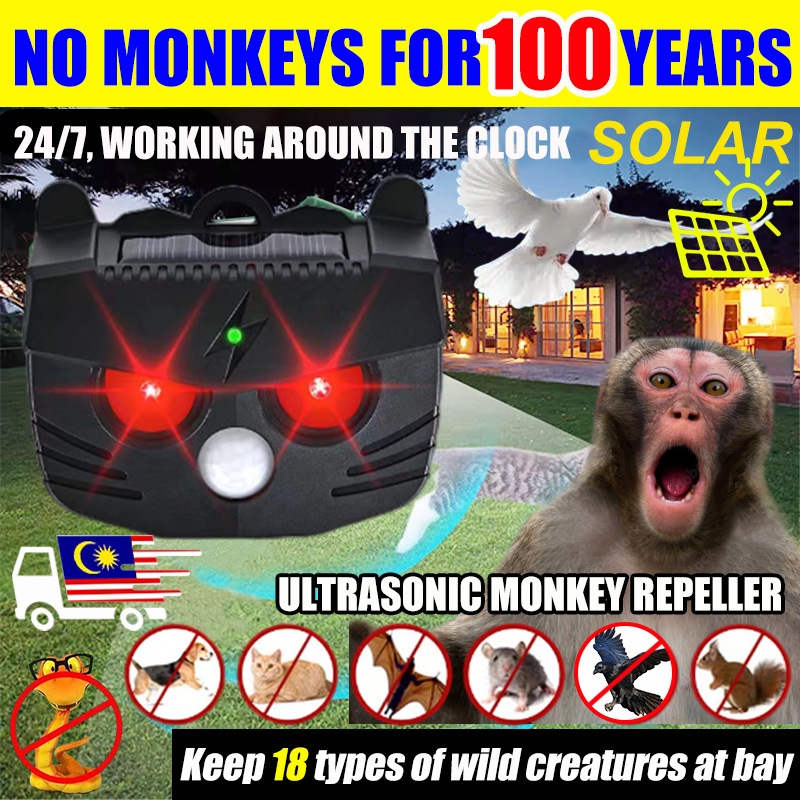 【No monkeys within 1 km】Monkey Repellent Ultrasonic 720° penghalau ...